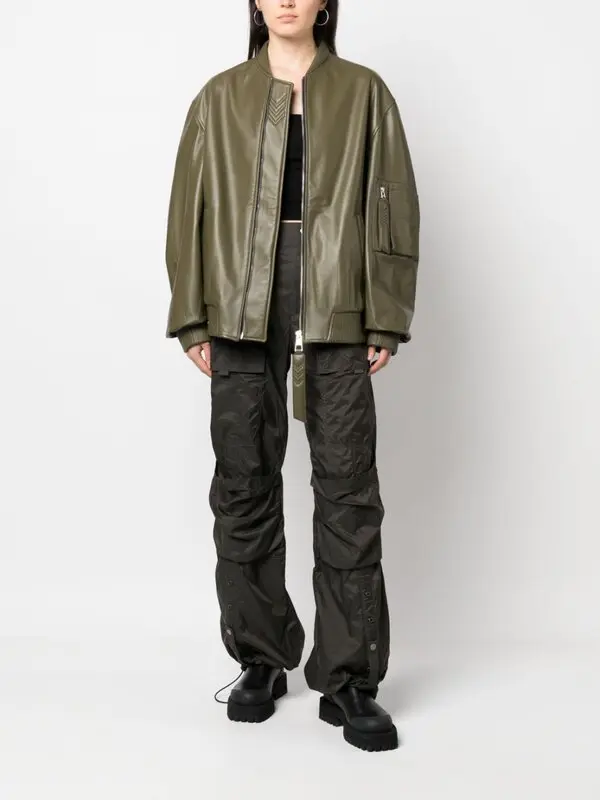 MANOKHI Savona Leather Bomber Jacket - Green