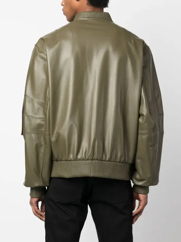 MANOKHI Savona Leather Bomber Jacket - Green