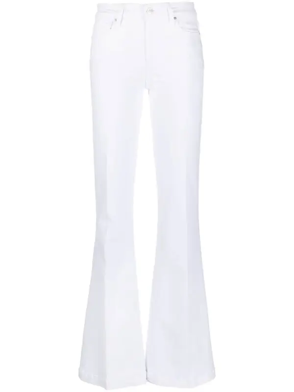 Paige Mid-rise Flared Jeans - White