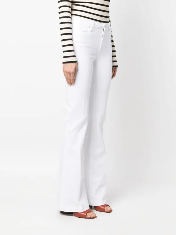 Paige Mid-rise Flared Jeans - White