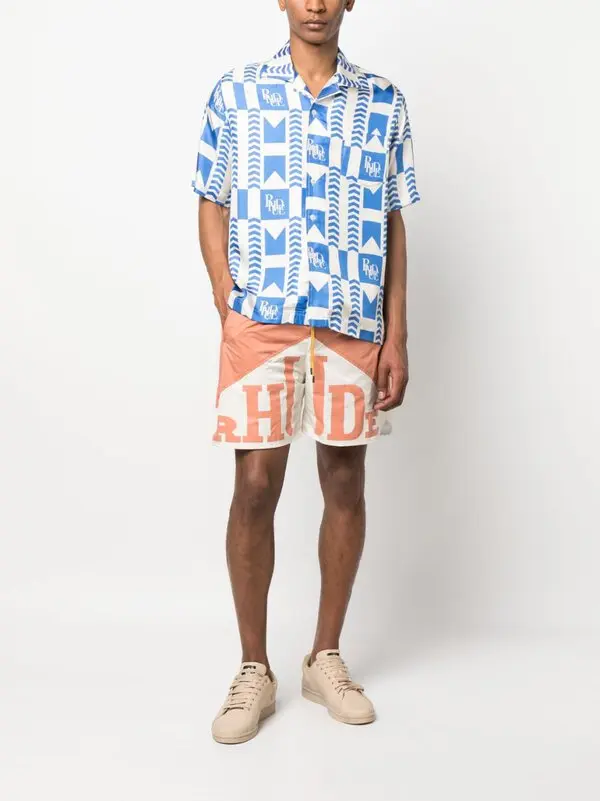 Rhude Graphic-print Silk Shirt - Blue
