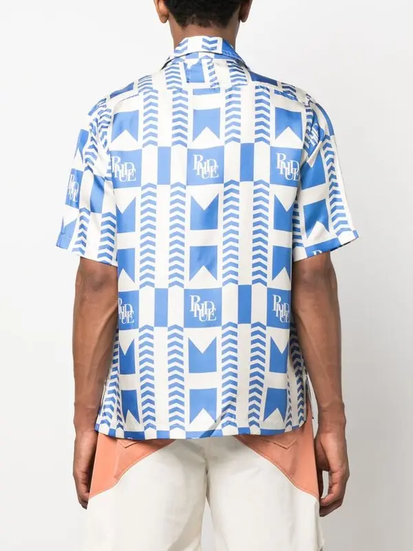 Rhude Graphic-print Silk Shirt - Blue