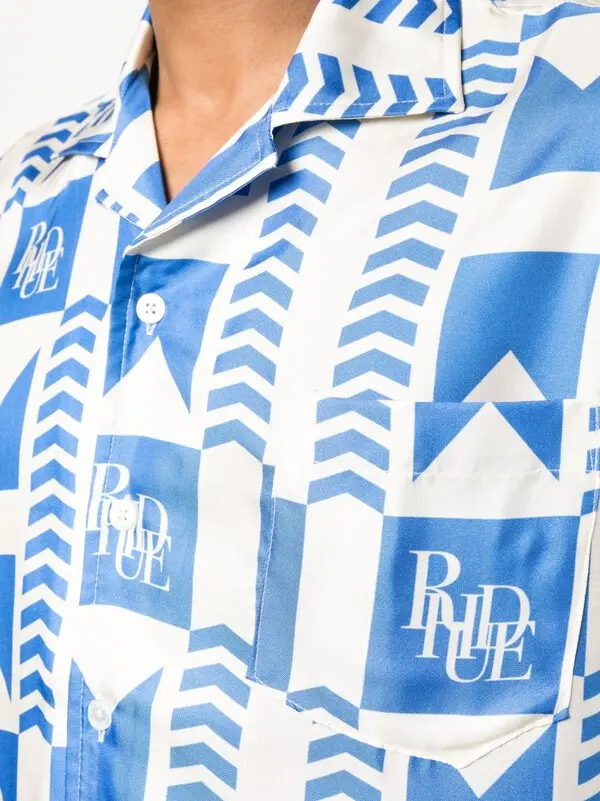 Rhude Graphic-print Silk Shirt - Blue