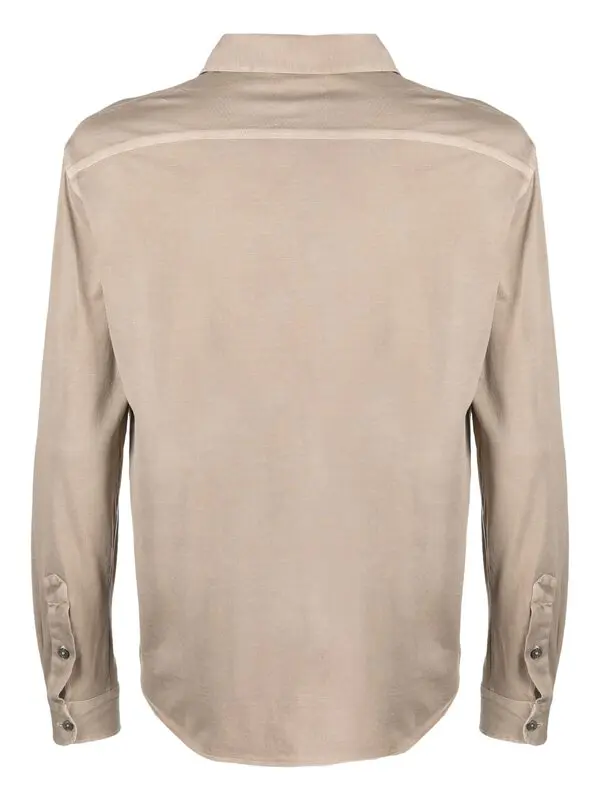 DELL'OGLIO Long-sleeve Cotton Shirt - Neutrals