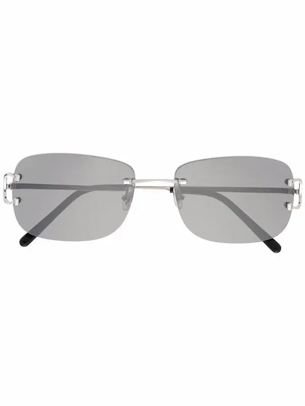 CARTIER C Décor Rectangle-frame Sunglasses - Black