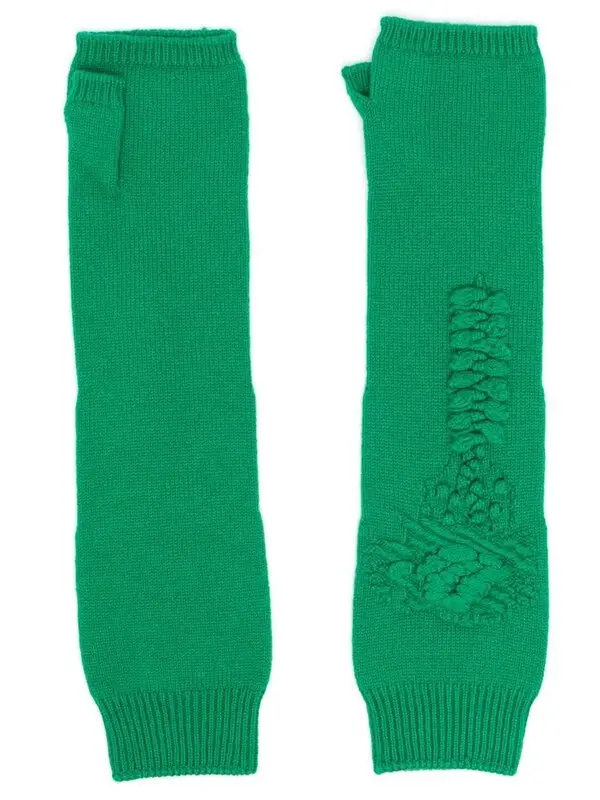 BARRIE Cashmere Fingerless Mittens - Green