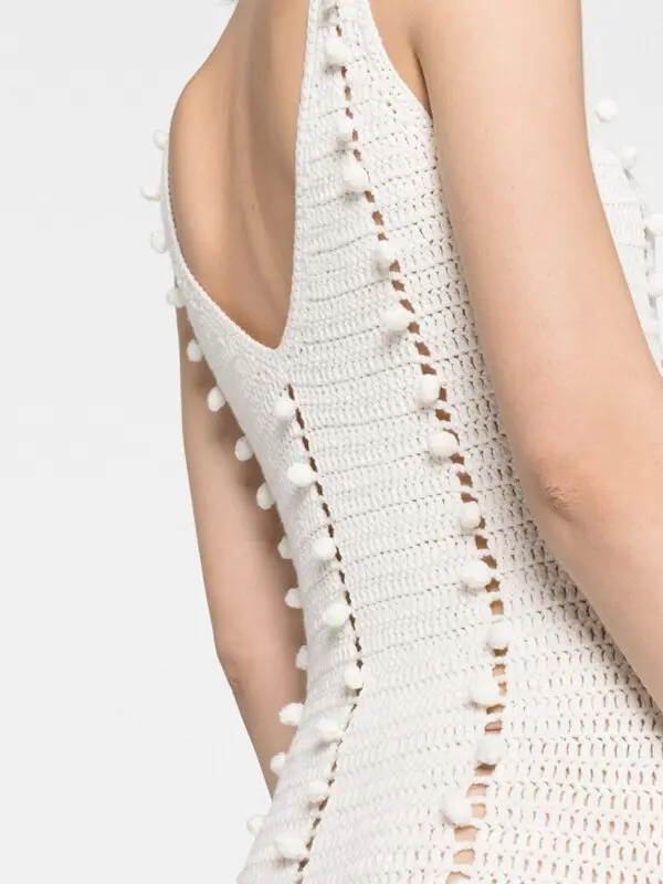 remain birger christensen crochet dress REMAIN BIRGER CHRISTENSEN Crochet-Trimmed Suede Halterneck Mini Dress