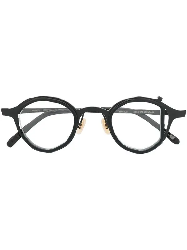 MASAHIROMARUYAMA Strap-detail Round Frame Eyeglasses - Black