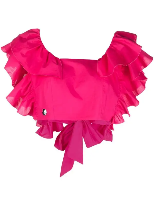 Philipp Plein Volant Ruffled Cropped Top