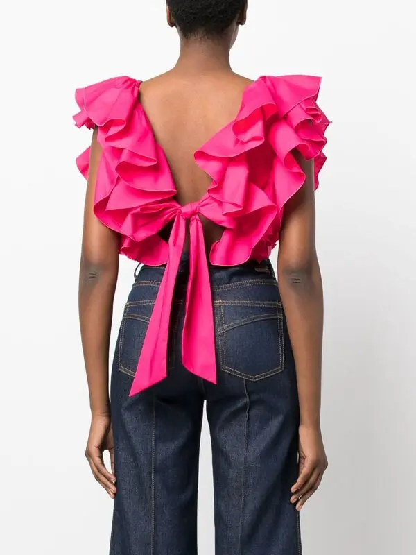 Philipp Plein Volant Ruffled Cropped Top