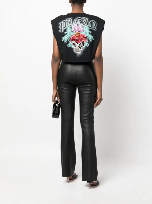 Philipp Plein Love Tattoo Cropped T-shirt - Black