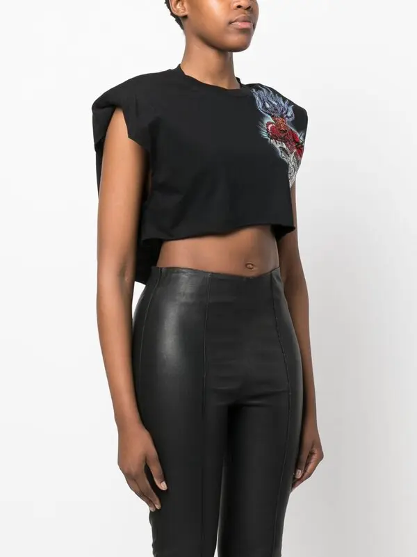 Philipp Plein Love Tattoo Cropped T-shirt - Black