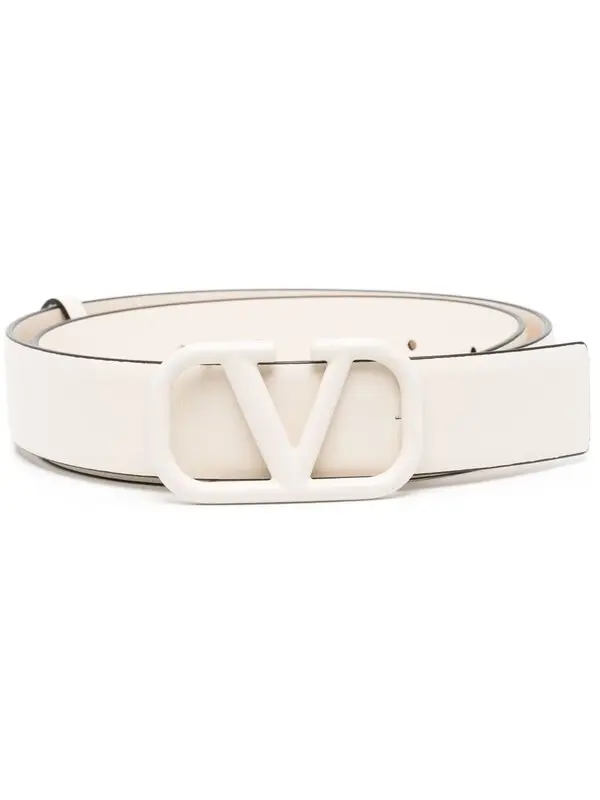 Valentino Garavani Vlogo Leather Belt - Neutrals