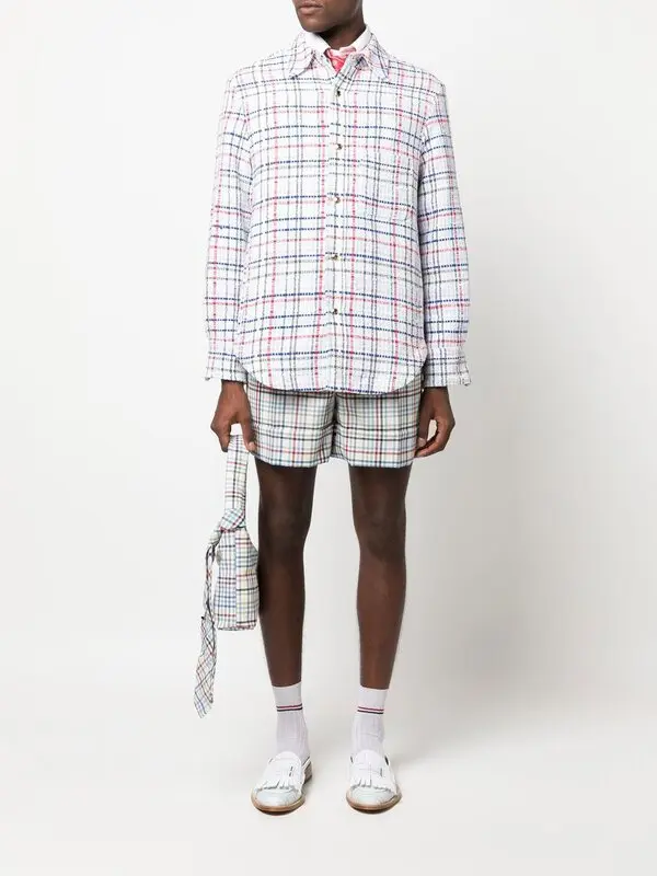 Thom Browne Gingham Check Tweed Overshirt - White