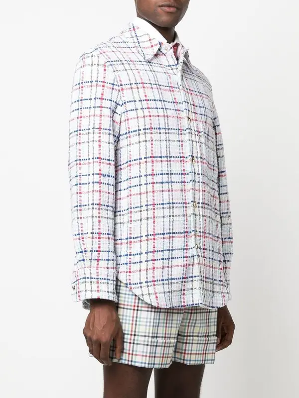 Thom Browne Gingham Check Tweed Overshirt - White