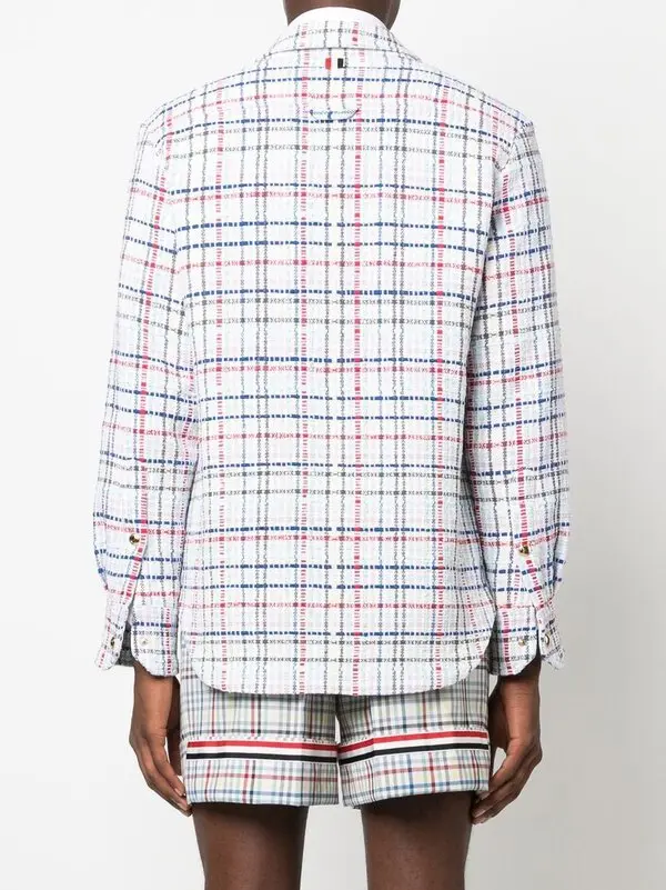 Thom Browne Gingham Check Tweed Overshirt - White