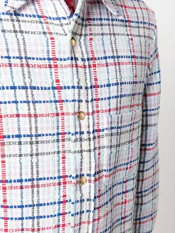 Thom Browne Gingham Check Tweed Overshirt - White