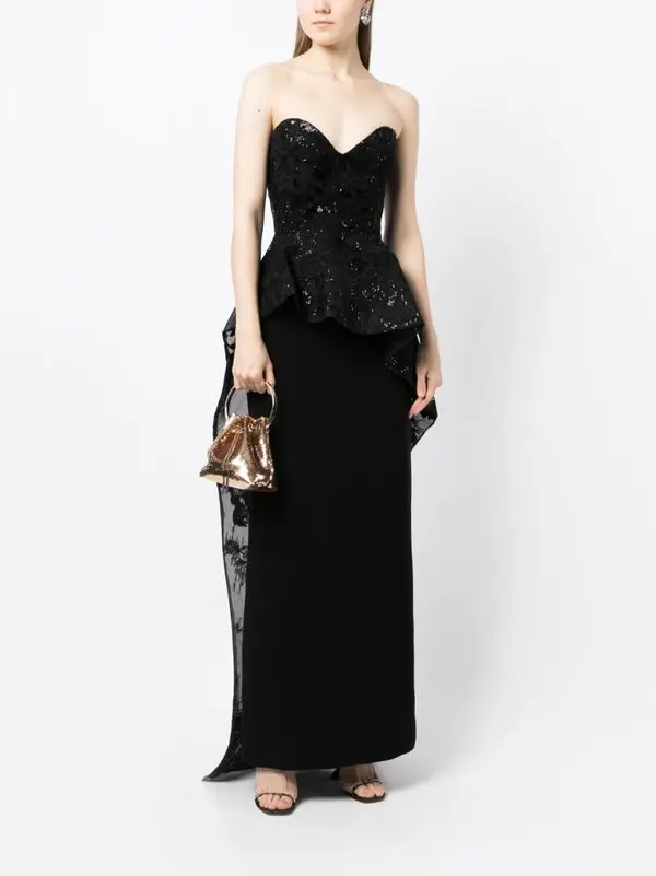 SAIID KOBEISY Strapless Embroidered Dress