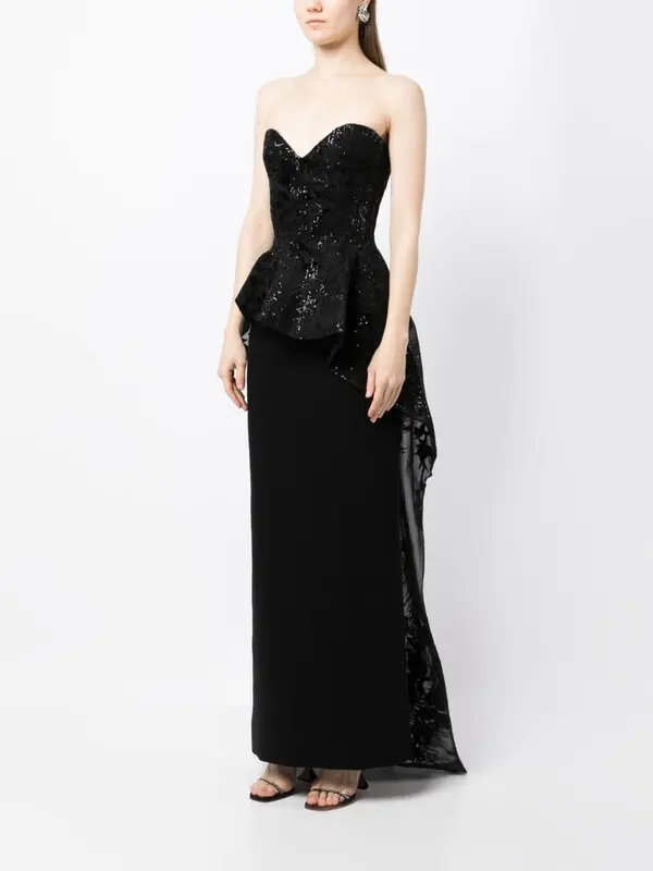 SAIID KOBEISY Strapless Embroidered Dress