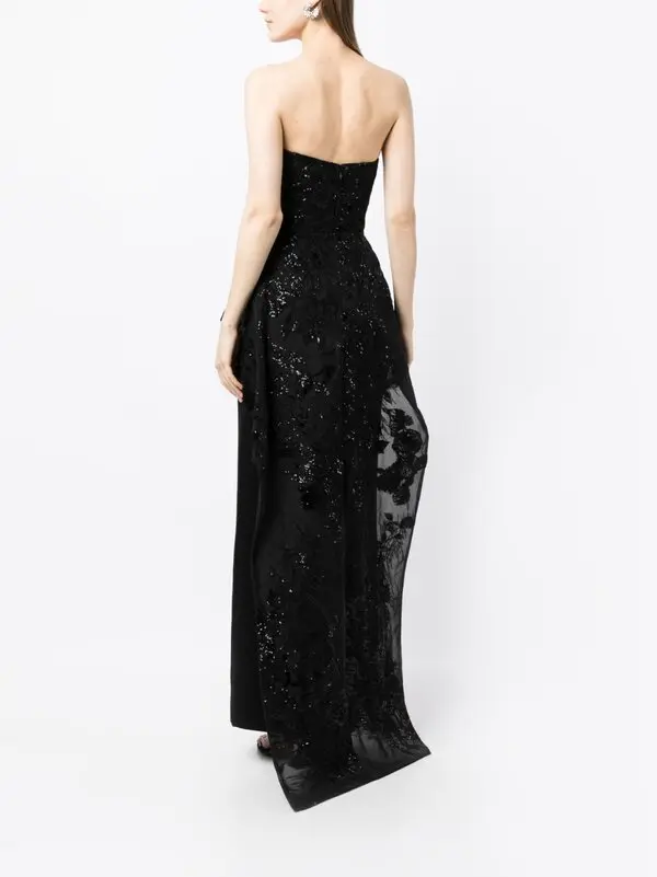 SAIID KOBEISY Strapless Embroidered Dress