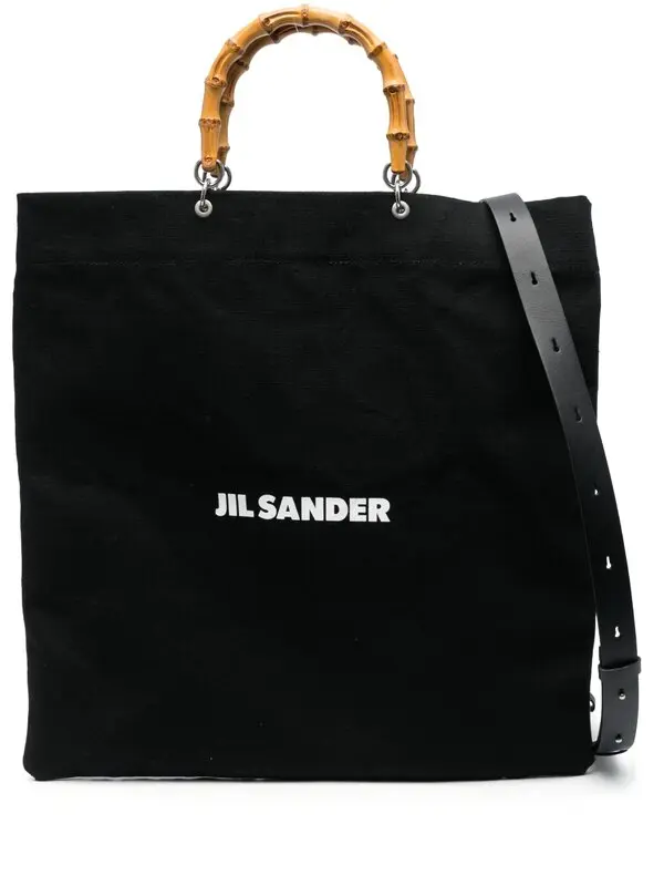 JIL SANDER Logo-print Bamboo-handle Tote Bag