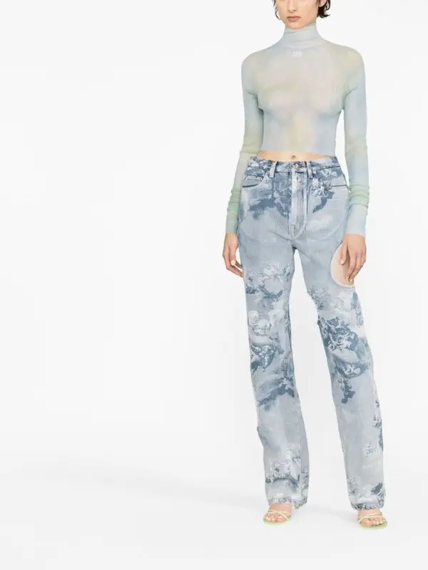 Off-White Logo-print Tie-dye Crop Top