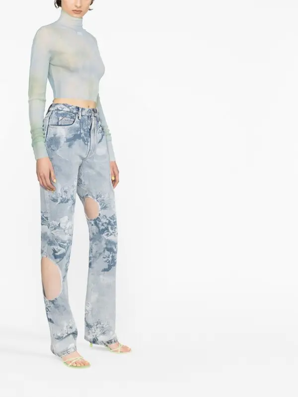 Off-White Logo-print Tie-dye Crop Top