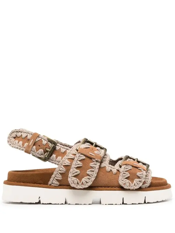Mou Bio Crochet-stitch Sandals - Brown