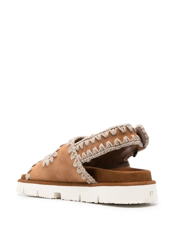 Mou Bio Crochet-stitch Sandals - Brown