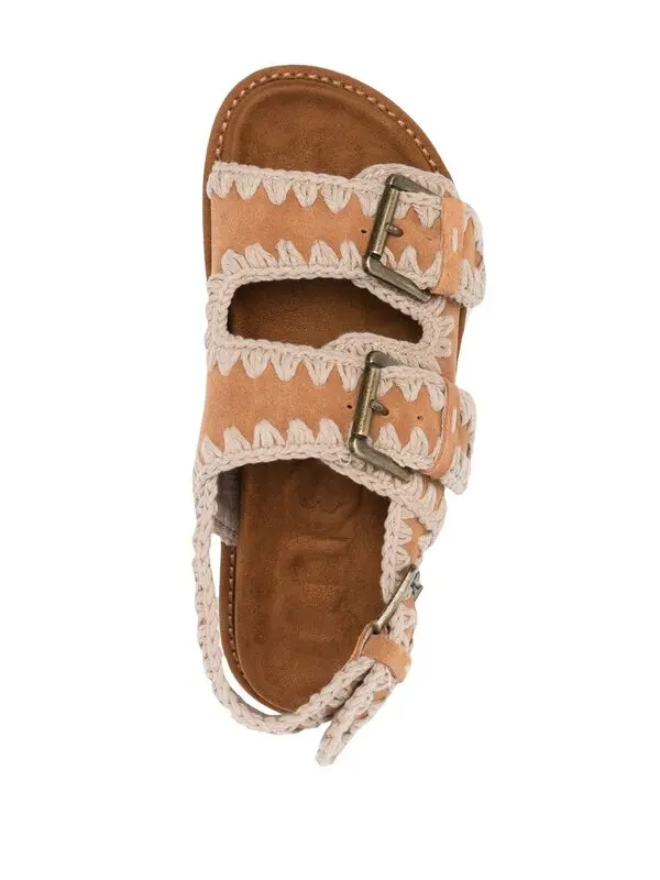 Mou Bio Crochet-stitch Sandals - Brown