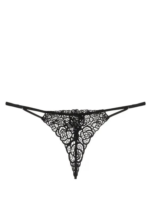 FLEUR DU MAL Fleur Guipure V-string - Black