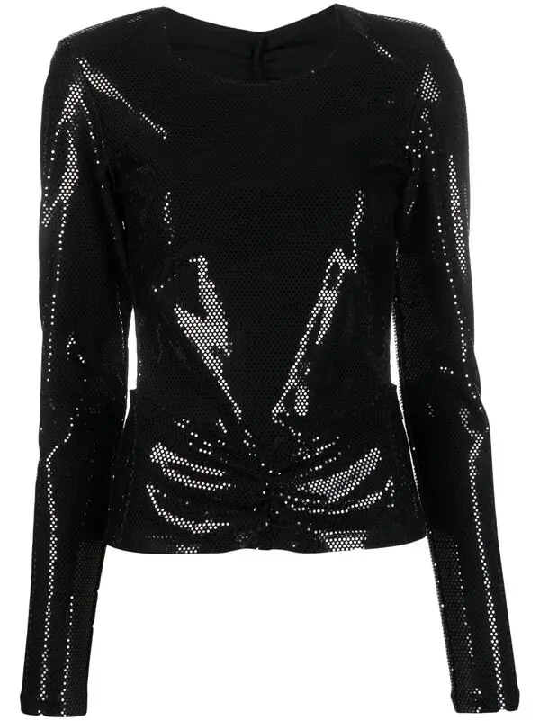 ROTATE BY BIRGER CHRISTENSEN Sequin-embellished Open-back Top