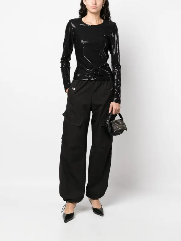 ROTATE BY BIRGER CHRISTENSEN Sequin-embellished Open-back Top