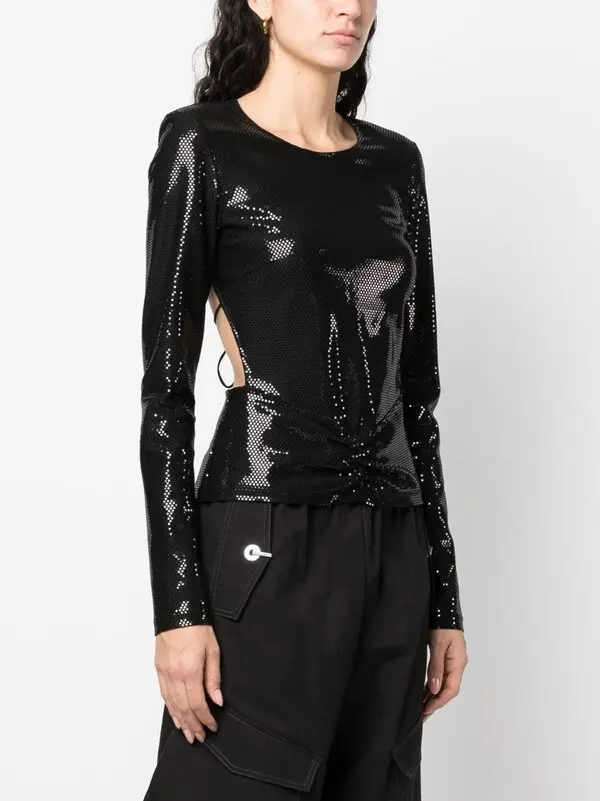 ROTATE BY BIRGER CHRISTENSEN Sequin-embellished Open-back Top