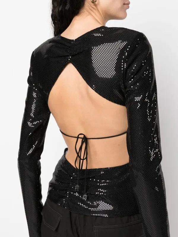 ROTATE BY BIRGER CHRISTENSEN Sequin-embellished Open-back Top