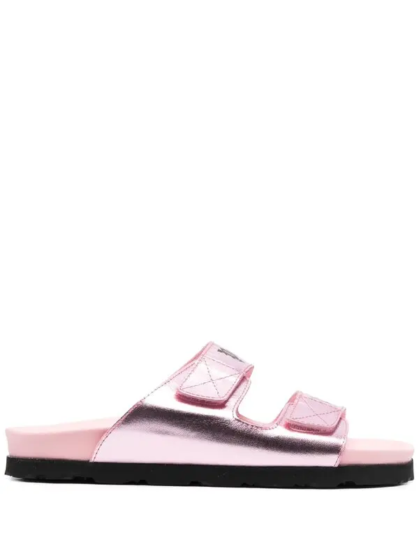 Palm Angels Logo-print Leather Flat Sandals - Pink