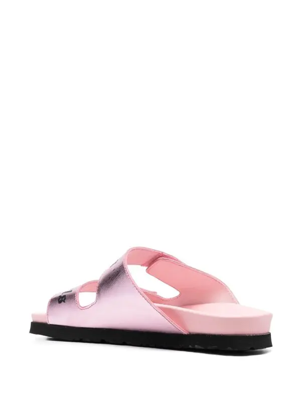 Palm Angels Logo-print Leather Flat Sandals - Pink