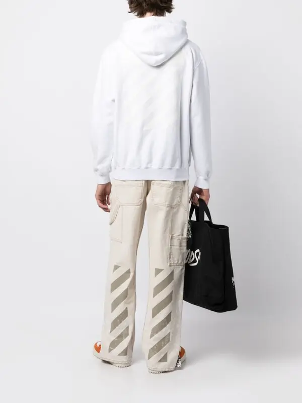 Off-White Diag-print Cotton Hoodie - White