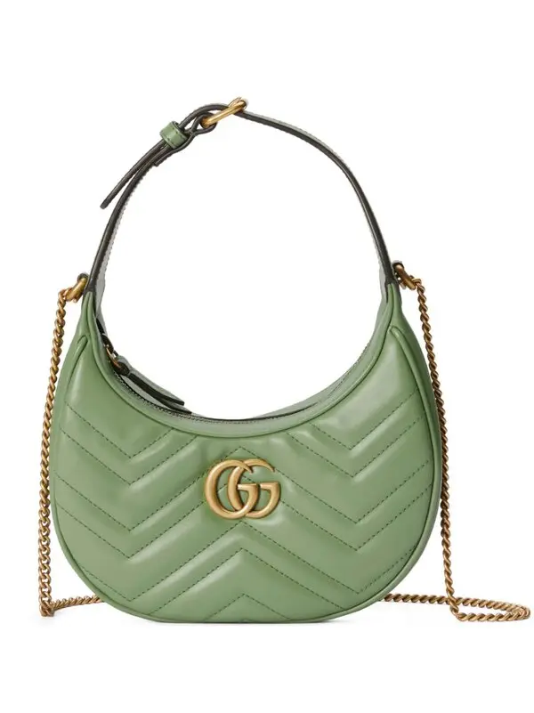 Gucci Gg Marmont Half-Moon Shaped Mini Bag Green Editorialist