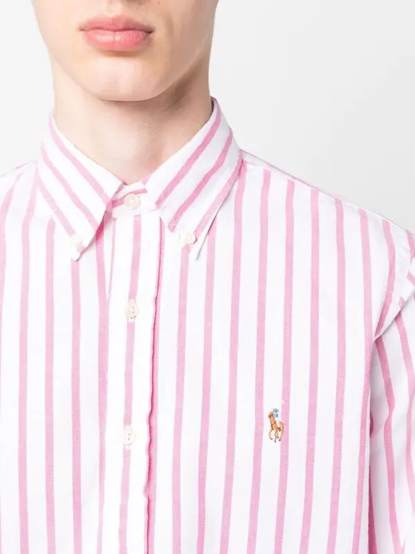 Polo Ralph Lauren Logo-embroidered Striped Shirt - Pink