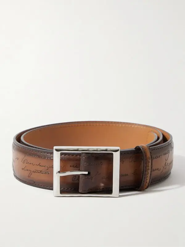 Berluti Scritto 3.5cm Leather Belt - Brown