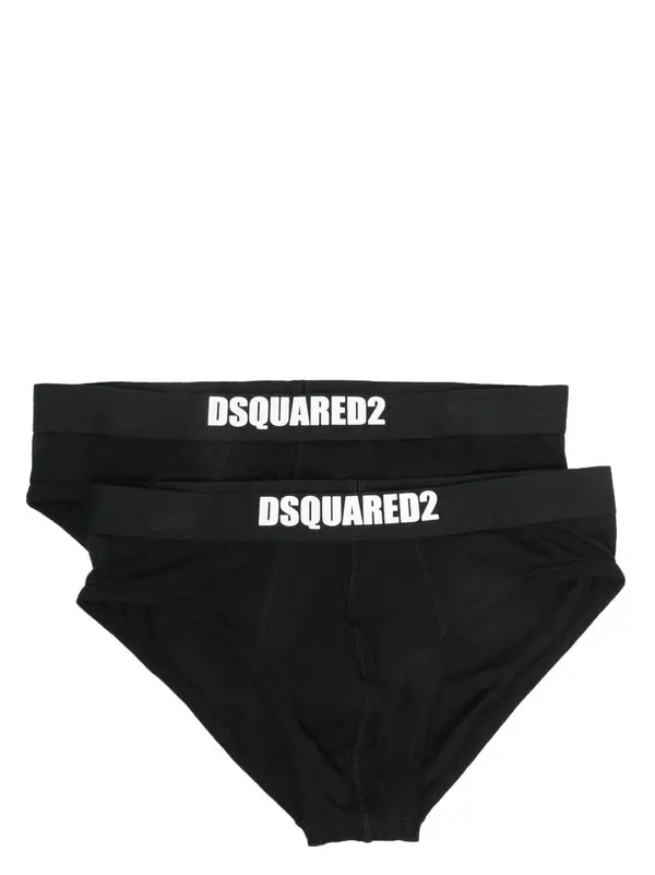 Dsquared2 Two-pack Logo-waistband Briefs - Black