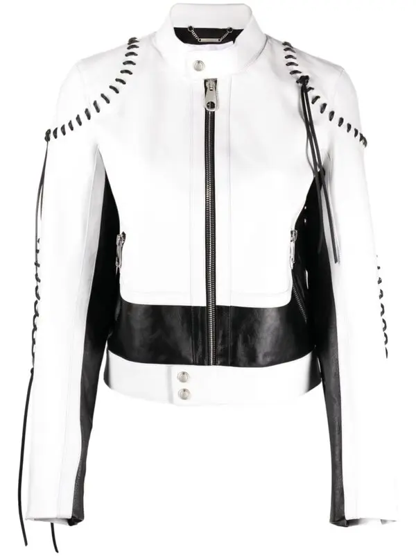Chloé Whipstitch-detailing Leather Jacket - White