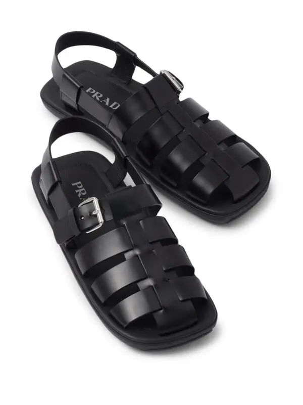 Prada Interwoven Straps Flat Sandals