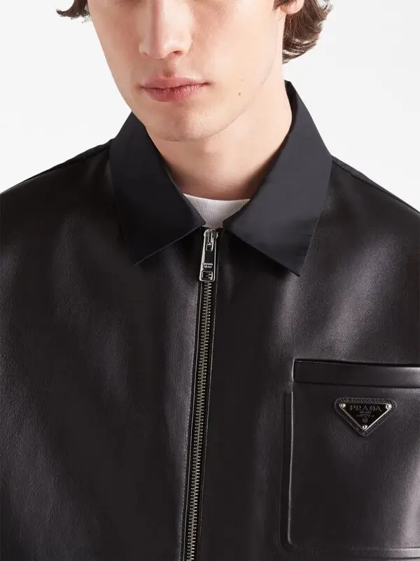 Prada Re-nylon And Leather Jacket