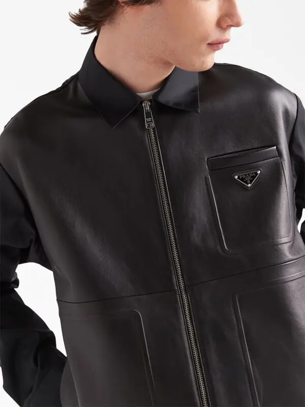 Prada Re-nylon And Leather Jacket