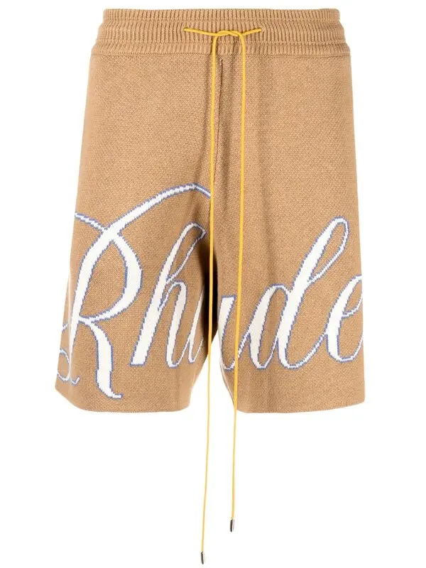 Rhude Intarsia-knit Logo Shorts - Brown