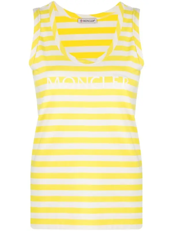 Moncler Striped Logo-print Tank Top - Yellow