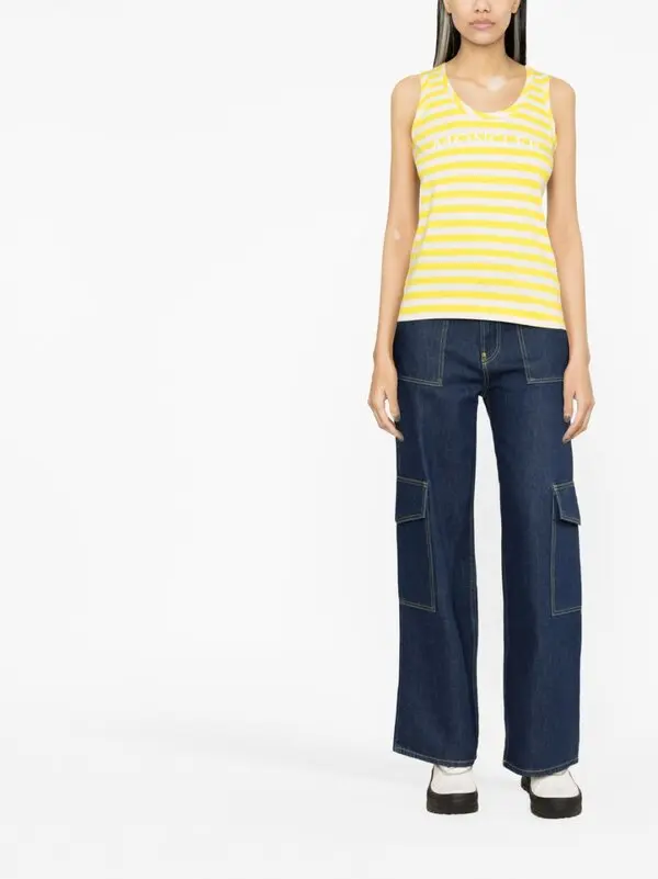 Moncler Striped Logo-print Tank Top - Yellow