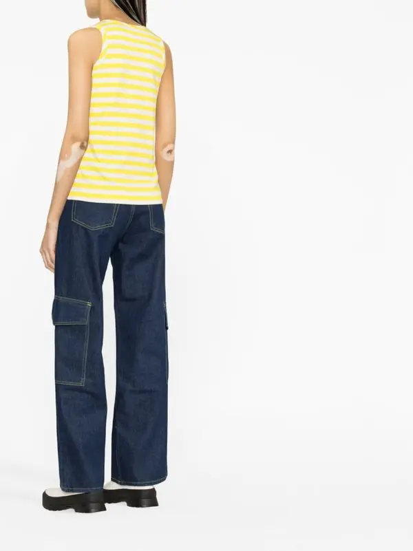 Moncler Striped Logo-print Tank Top - Yellow